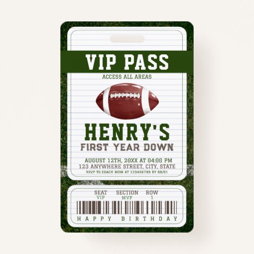 Football Vip Pass Guest Photo birthday Badge | Zazzle