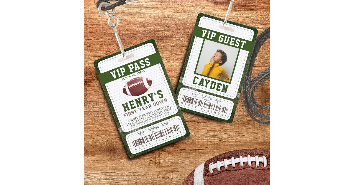 Football Vip Pass Guest Photo birthday Badge | Zazzle