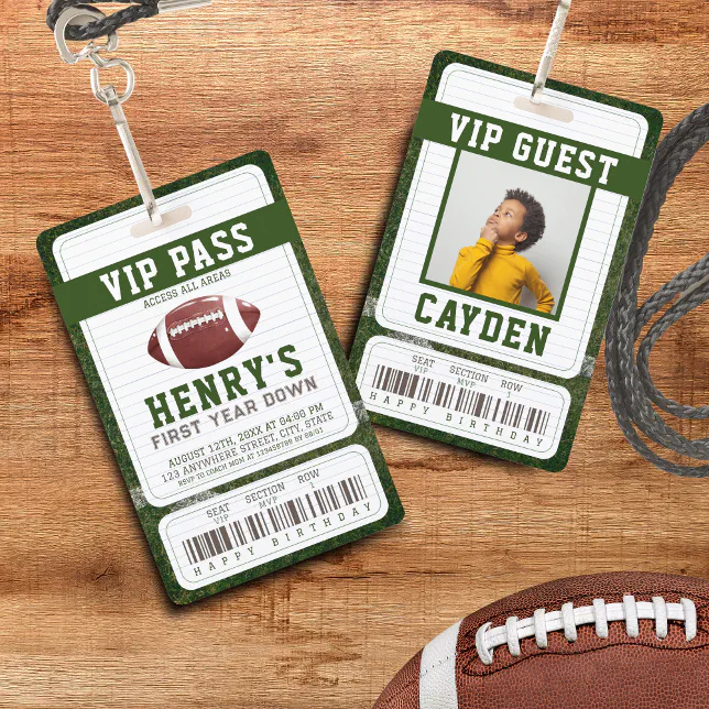 Football Vip Pass Guest Photo birthday Badge | Zazzle