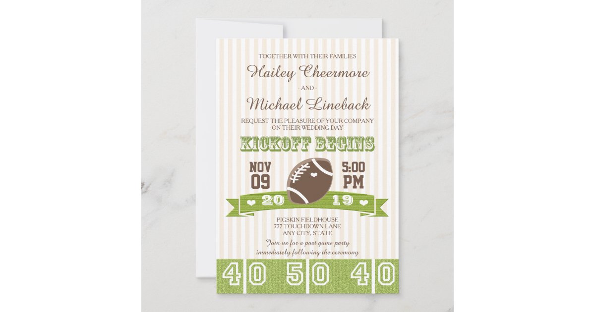 FOOTBALL WEDDING INVITATION | Zazzle