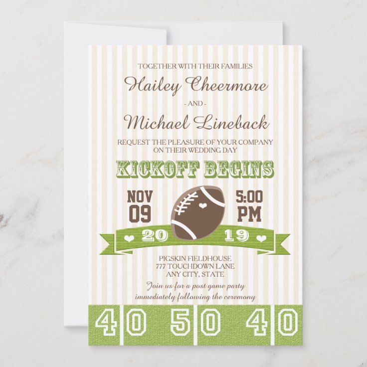 FOOTBALL WEDDING INVITATION | Zazzle