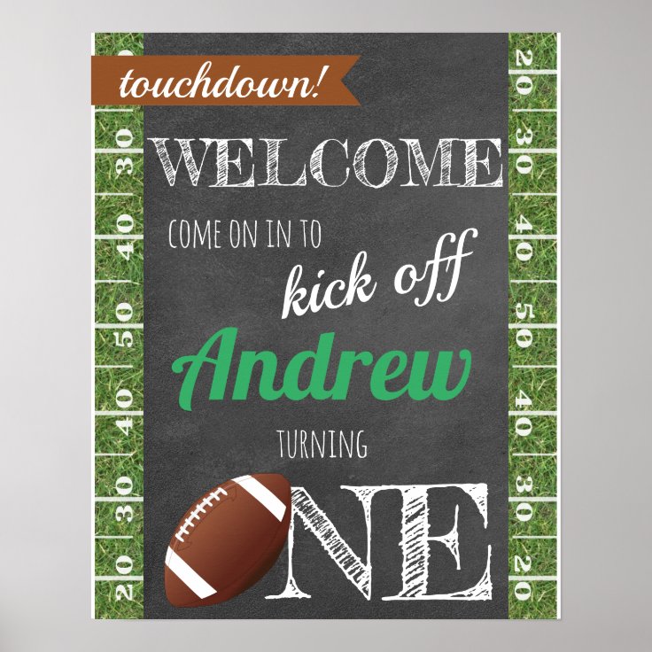 Football Welcome Sign - Birthday Party Chalkboard | Zazzle