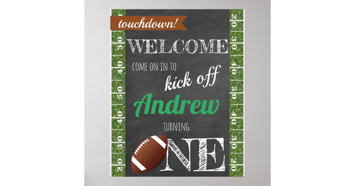 Football Welcome Sign - Birthday Party Chalkboard | Zazzle