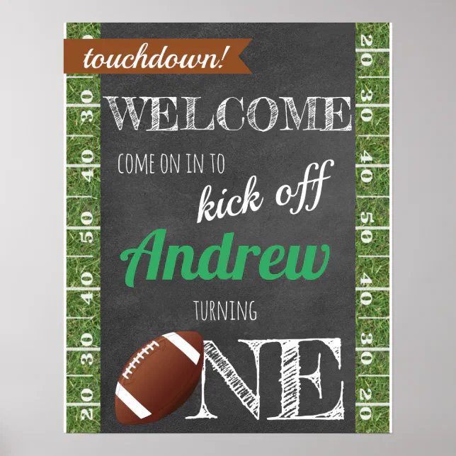 Football Welcome Sign - Birthday Party Chalkboard | Zazzle