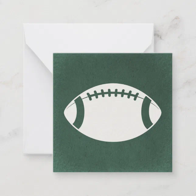 Football with Rustic Green Paper Style Background Note Card | Zazzle