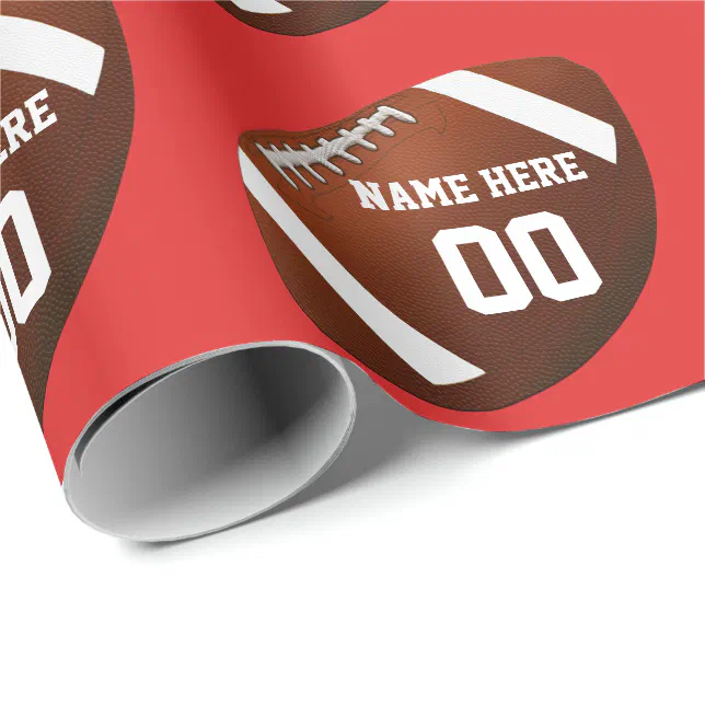 Football Wrapping Paper Your COLORS, NAME, NUMBER | Zazzle
