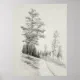 Footpath and trees Sketch, vintage etching, pencil Poster | Zazzle