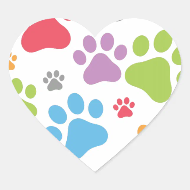 Footprint Dog Heart Sticker | Zazzle