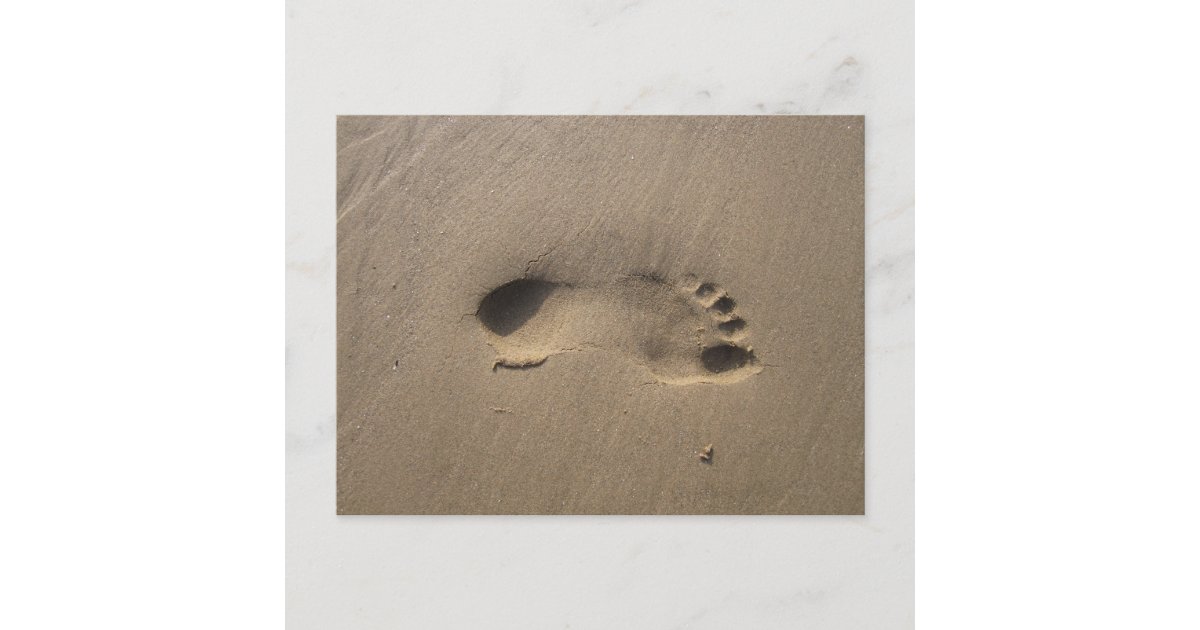 Footprint in the sand postcard | Zazzle