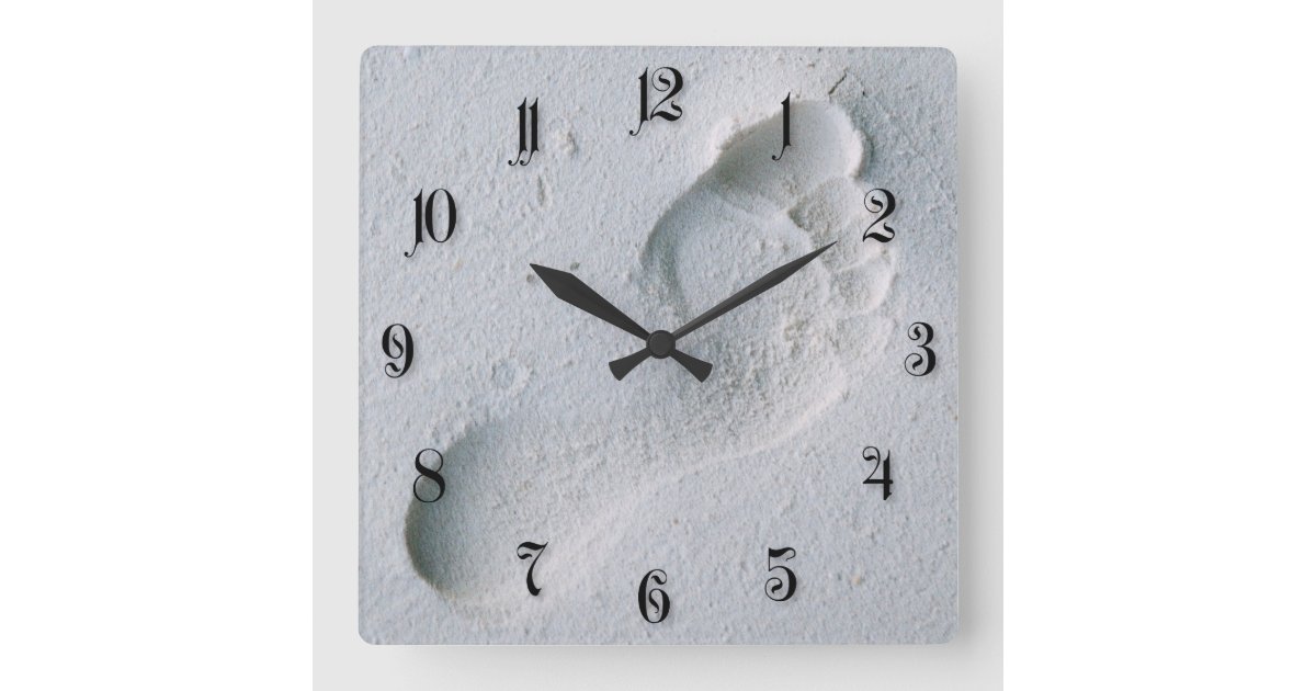 Footprint Square Wall Clock | Zazzle