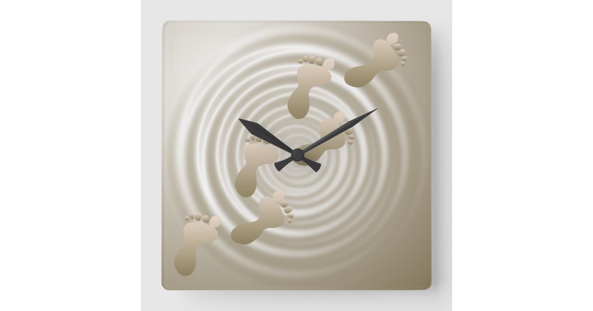 Footprints In Sand Wall Clock | Zazzle