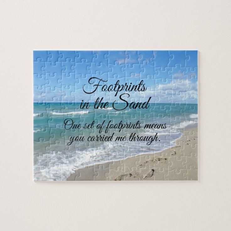 Footprints in the Sand Inspirational Christian Jigsaw Puzzle | Zazzle