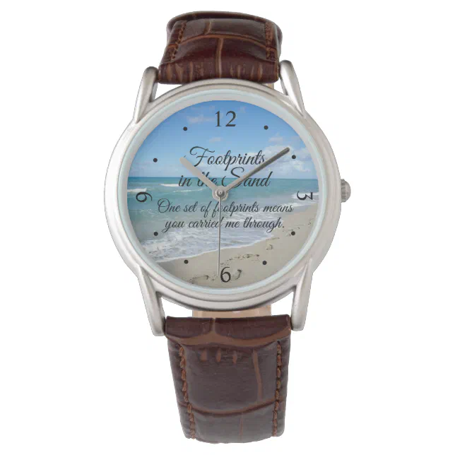 Footprints in the Sand Inspirational Christian Watch | Zazzle
