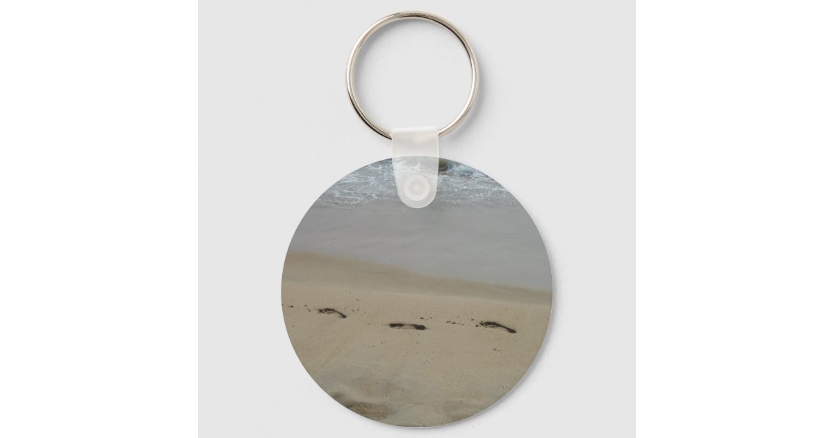 Footprints in the sand Keychain | Zazzle