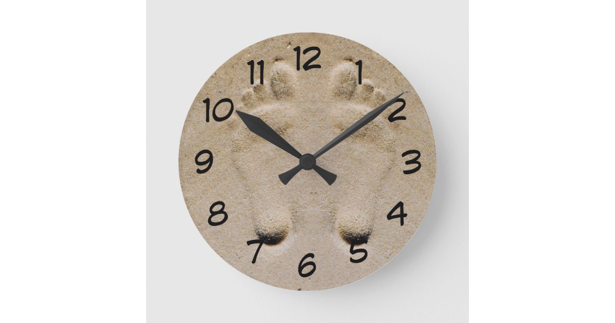 Footprints in the sand novelty clock | Zazzle