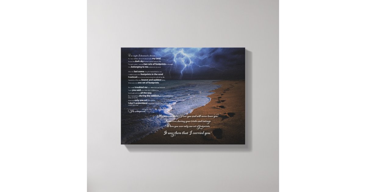 Footprints in the Sand Poem 10x8 (stormy) Canvas Print | Zazzle