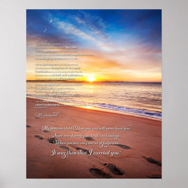 Footprints in the Sand Poem Poster | Zazzle