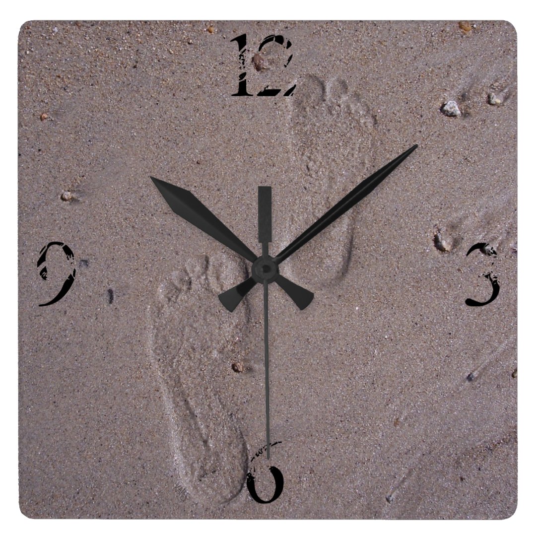 Footprints in the Sand Square Wall Clock | Zazzle