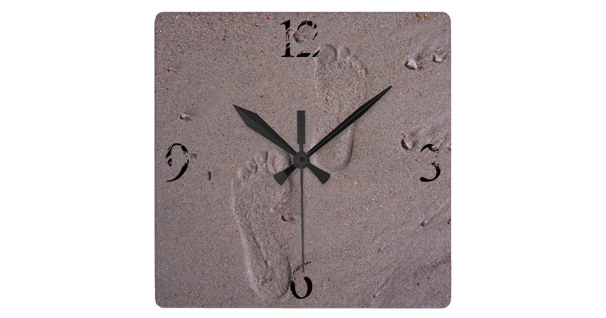 Footprints in the Sand Square Wall Clock | Zazzle