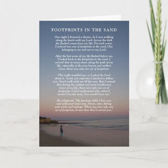 Footprints In The Sand | Sympathy Card | Zazzle