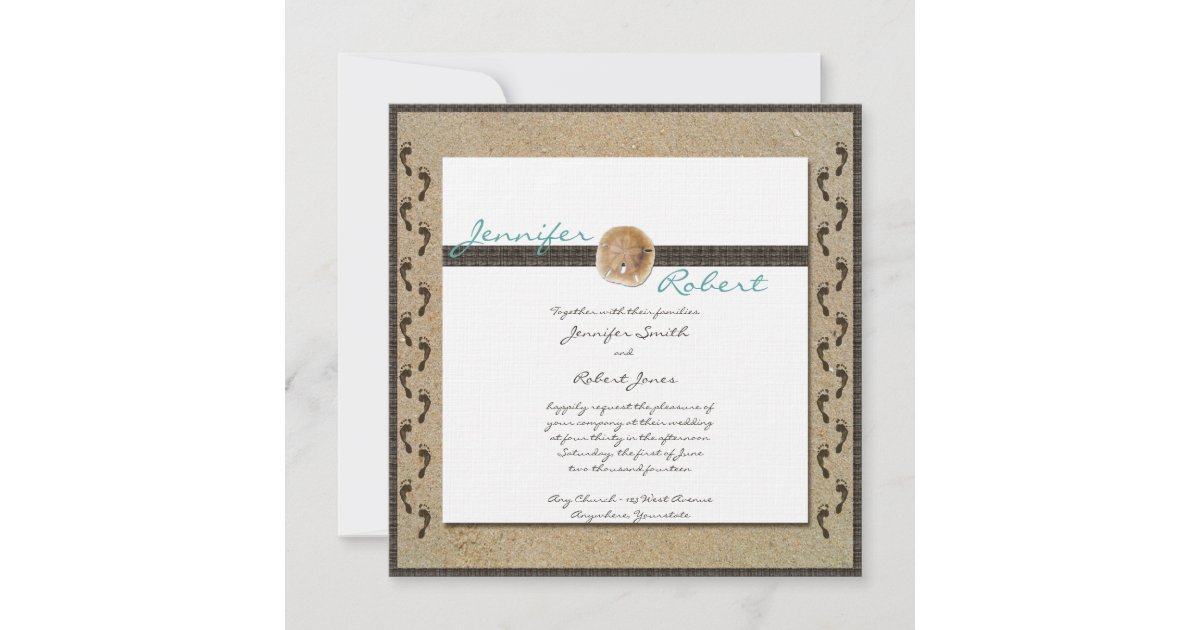 Footprints in the Sand Wedding Invitation | Zazzle