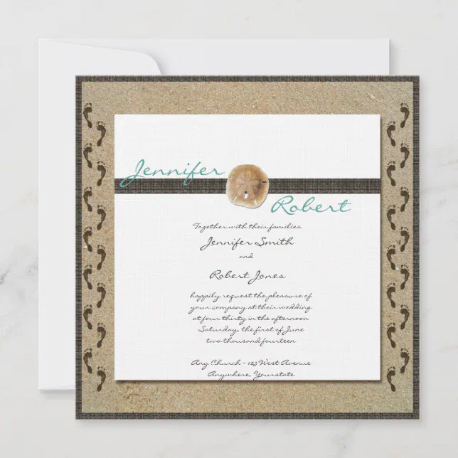 Footprints in the Sand Wedding Invitation | Zazzle