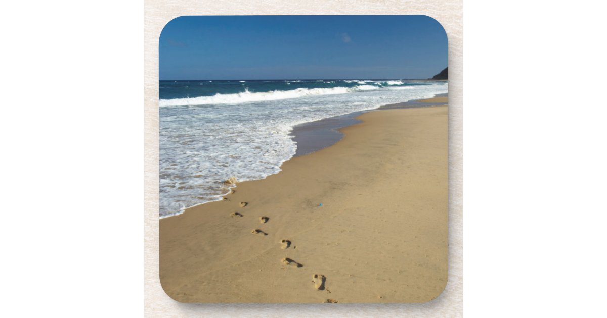 Footprints On Beach, Mabibi, Thongaland Drink Coaster | Zazzle