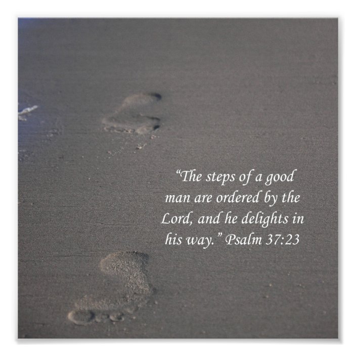 Footprints on Sand Psalms 37:23 Scripture Print | Zazzle.com