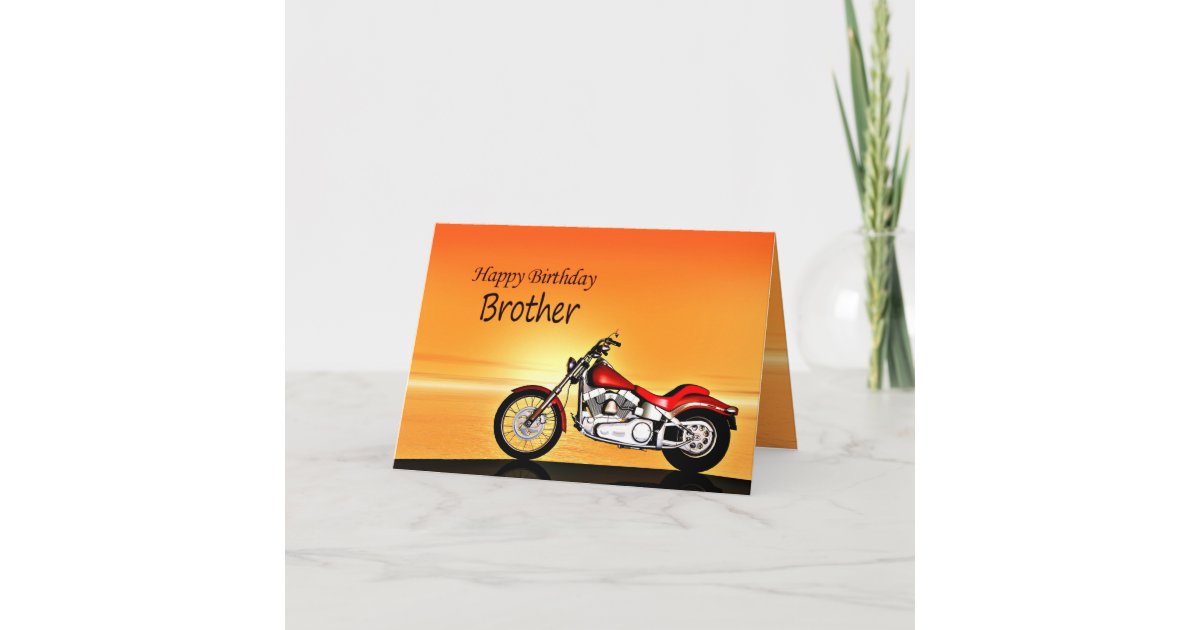 For a Brother, Motorcycle sunset birthday Card | Zazzle.com