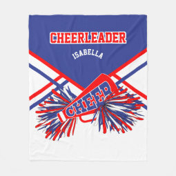 For a Cheerleader - Blue, White & Red 2 Fleece Blanket | Zazzle