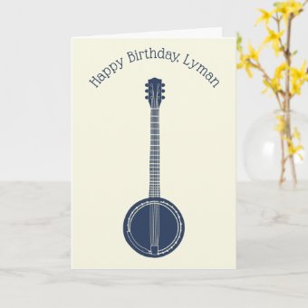 For Banjo Players Navy Blue Personalized Birthday Card | Zazzle