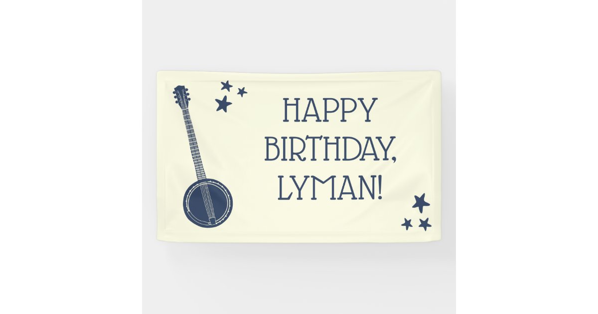 For Banjo Players Navy Blue Personalized Party Banner | Zazzle