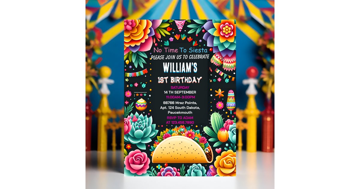 for cactus cute uno taco first fiesta 1st Birthday Invitation | Zazzle