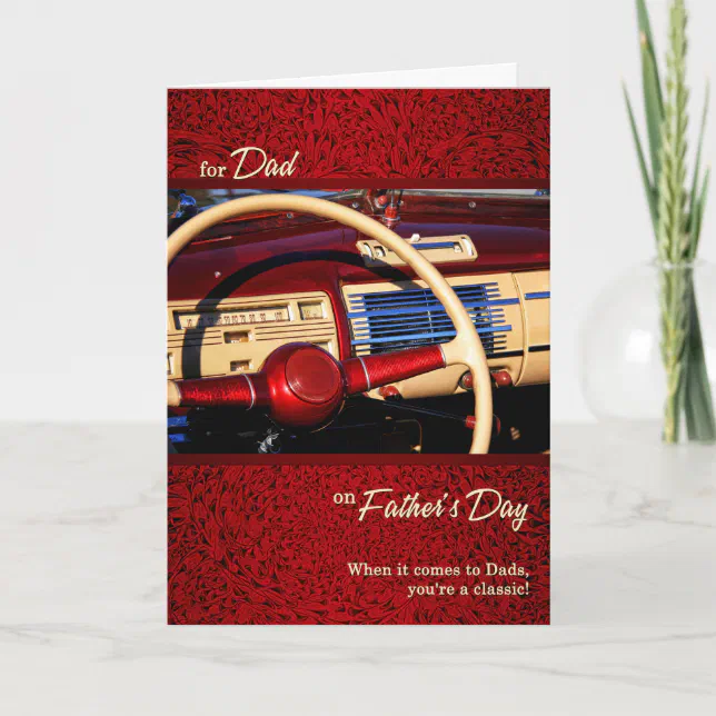 for Dad Father's Day Red Classic Car Father's Day Card | Zazzle