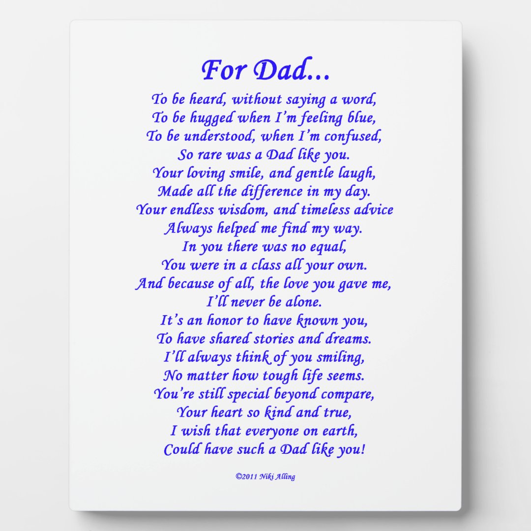 For Dad Memorial Poem Plaque | Zazzle
