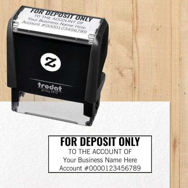 For Deposit Only Basic Business Office Bank Custom Self-inking Stamp | Zazzle