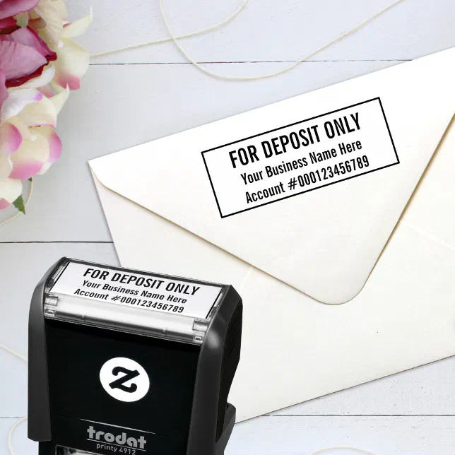 For Deposit Only Business Name Bank Account Number Self-inking Stamp | Zazzle