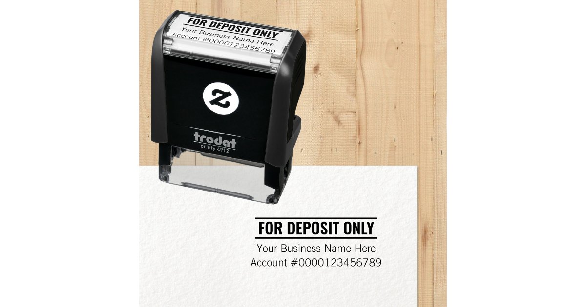 For Deposit Only Business Name Bank Account Number Self-inking Stamp ...