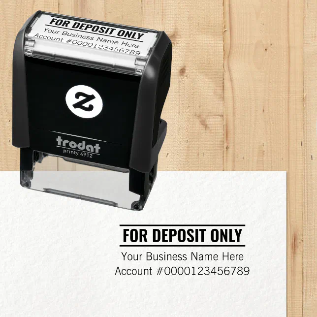 For Deposit Only Business Name Bank Account Number Self-inking Stamp ...