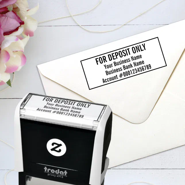 For Deposit Only Business Name Bank Account Number Self-inking Stamp ...
