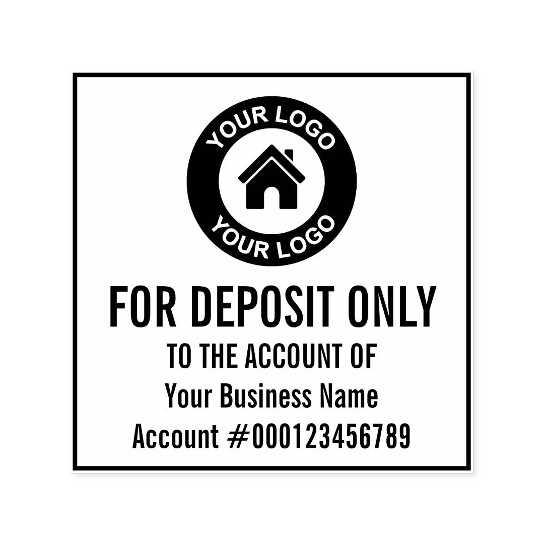 For Deposit Only Company Logo Bank Account Number Self-inking Stamp ...