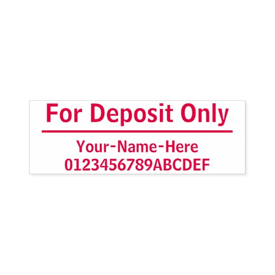 "For Deposit Only" + Custom Name Rubber Stamp | Zazzle.com