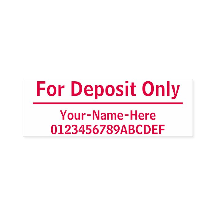 "For Deposit Only" + Custom Name Rubber Stamp | Zazzle.com
