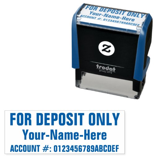 "FOR DEPOSIT ONLY" + Custom Name Rubber Stamp | Zazzle