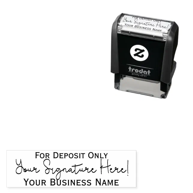 For Deposit Only Custom Signature Endorsement Self-inking Stamp | Zazzle