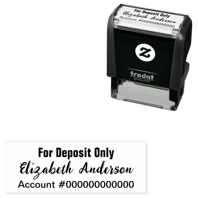 For Deposit Only Signature & Bank Account Number Self-inking Stamp | Zazzle
