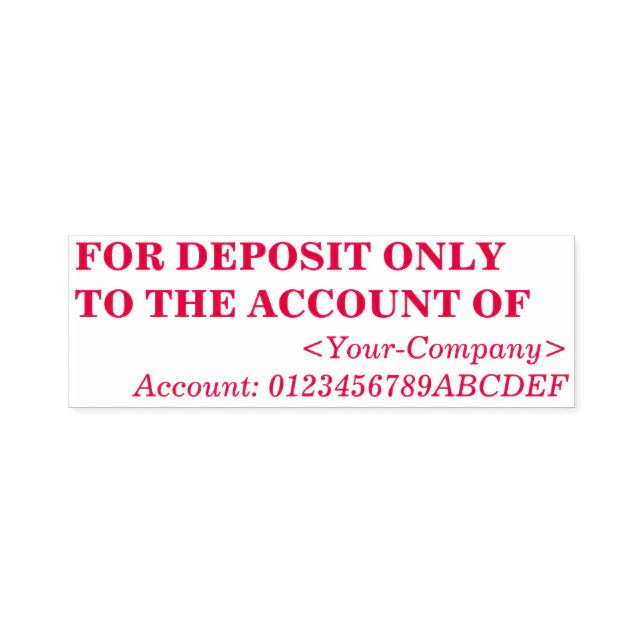 "FOR DEPOSIT ONLY TO THE ACCOUNT OF" Rubber Stamp | Zazzle
