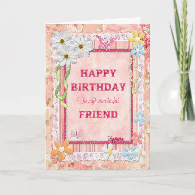 For Friend, craft birthday card | Zazzle