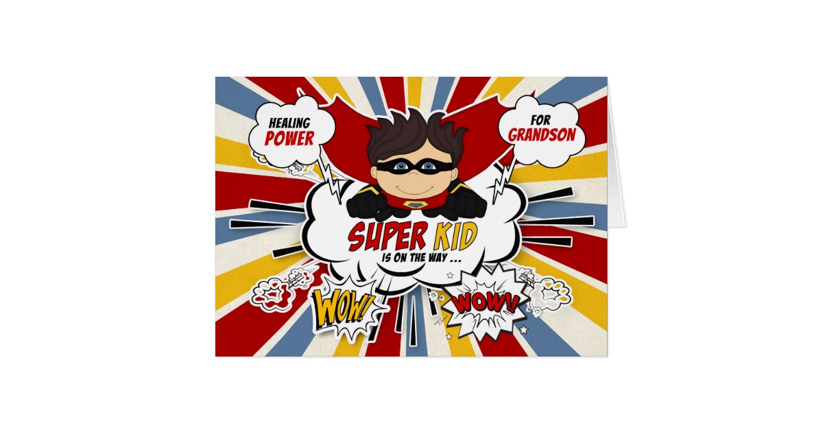 for Grandson Get Well Boy Superhero Comic Book | Zazzle