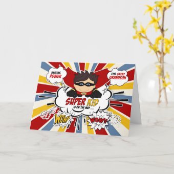 for Great Grandson Get Well Boy Superhero Comic Card | Zazzle